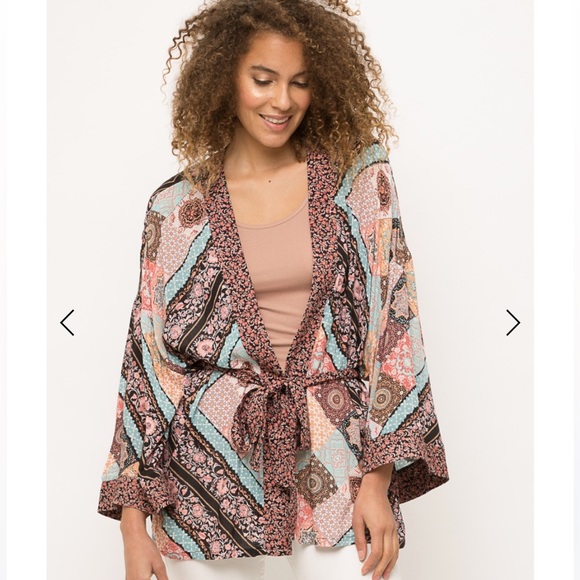 Mystree | Tops | Kimono Boho Coverup Multi Color Patchwork Print Sm Ml Available | Poshmark